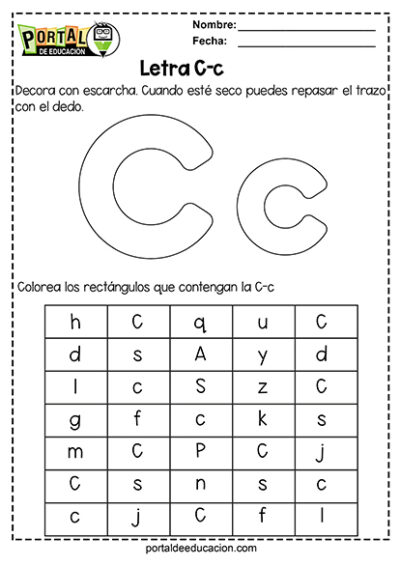 Actividades con la Letra C para Imprimir【PDF Gratis】