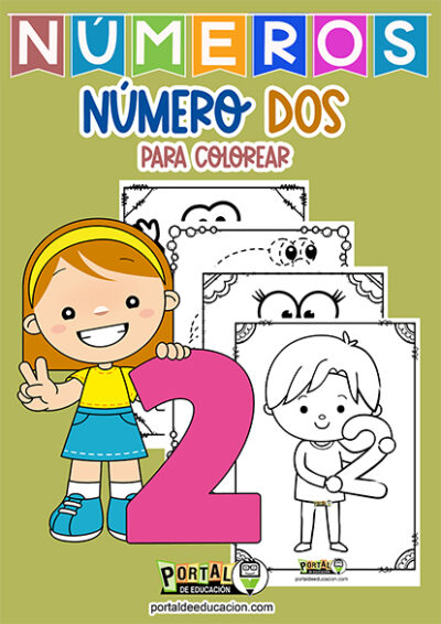 Número 2 para Colorear【Cuadernillo Gratis PDF】