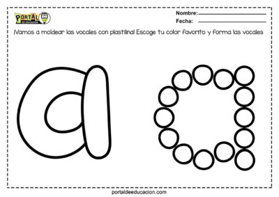 Vocales para Rellenar con Plastilina - Portal de Educación