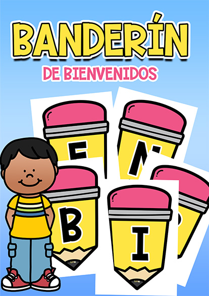 Banderines En Forma De Lápiz Bienvenidos - Portal de Educación