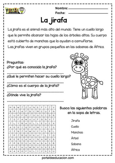 Lecturas de comprensión lectora de animales - Portal de Educación